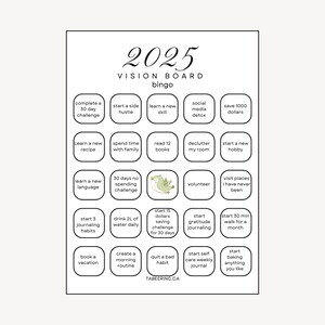 Vision Board Bingo Template Printable 2025 New Year Resolution Tracker ...