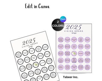 Vision Board Bingo Template Printable 2025 New Year Resolution Tracker ...