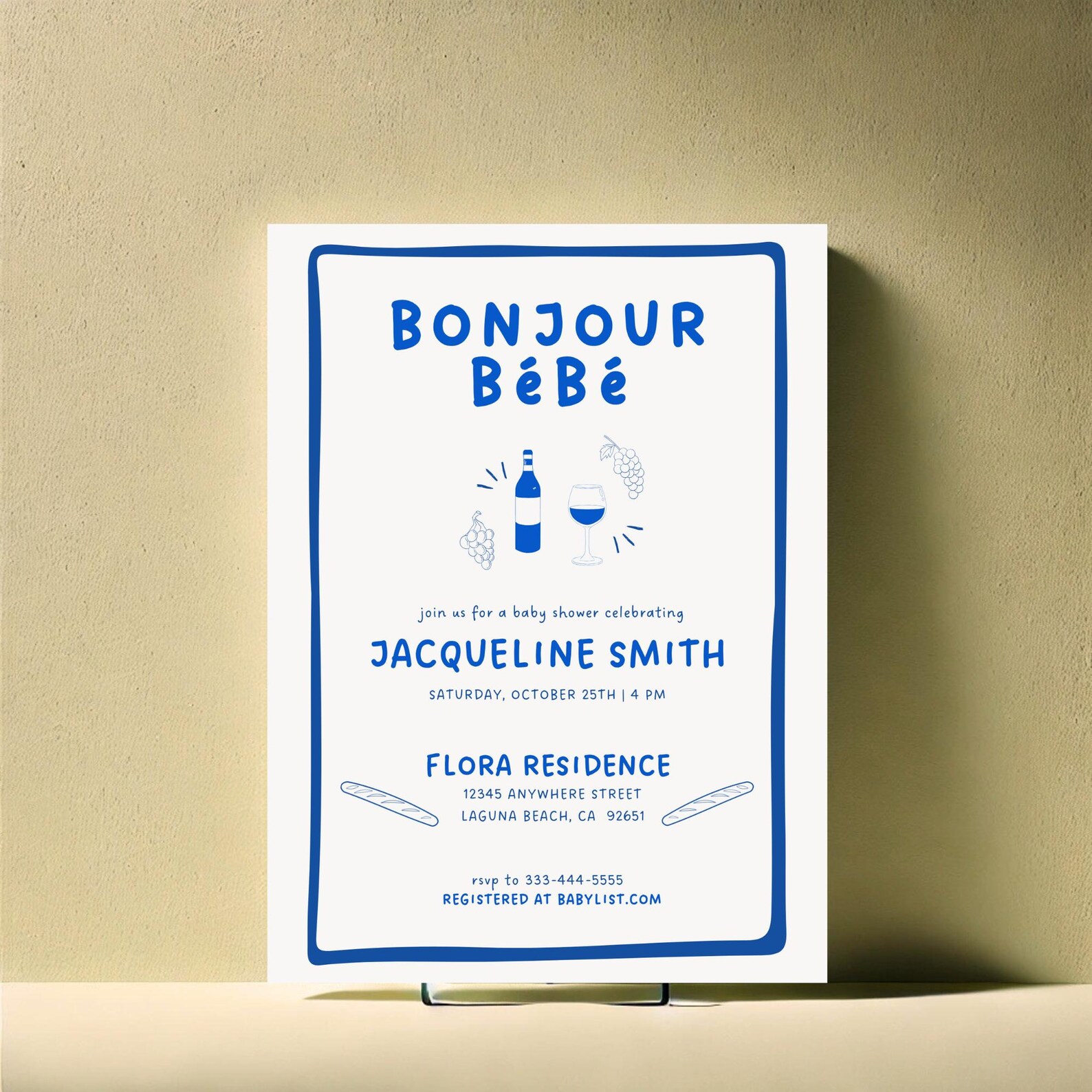 Modern Paris French Baby Shower Invitation, Bonjour Bebe Parisian ...