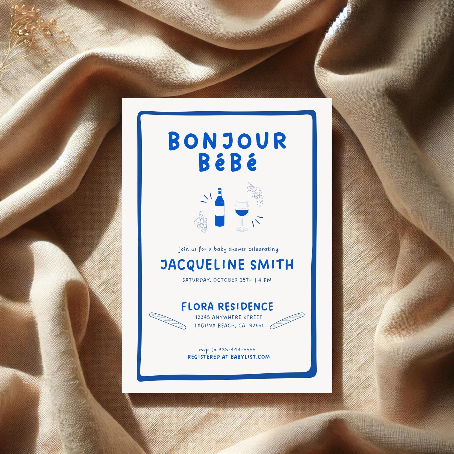 Modern Paris French Baby Shower Invitation, Bonjour Bebe Parisian ...