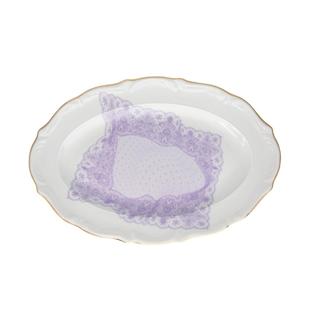 Handmade Porcelain Oval Serving Plate, Lace-inspired Design for Main ...