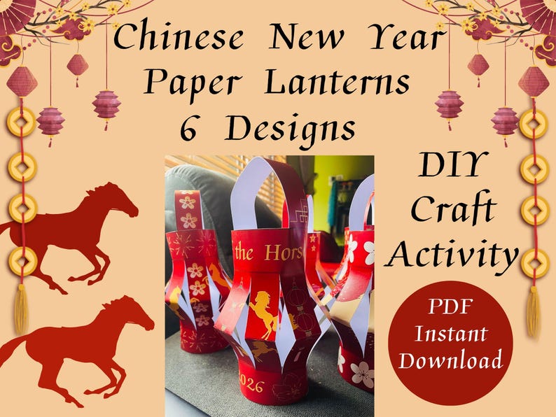 Chinese New Year Paper Lantern Digital Download PDF DIY Craft for Kids ...