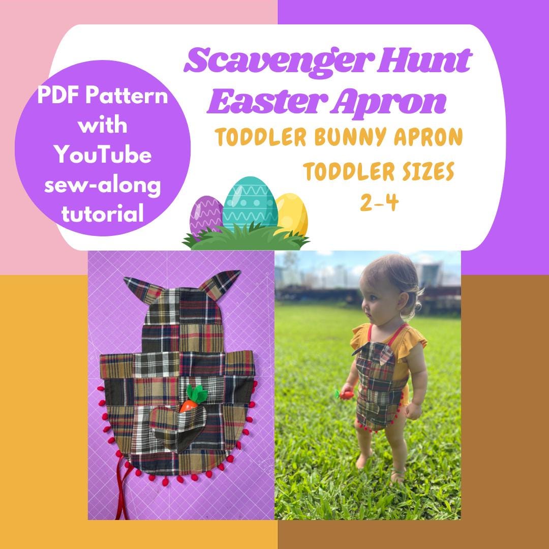 Scavenger Hunt Bunny Apron | PDF Pattern Toddler Sizes 2 - 4 | Easter ...
