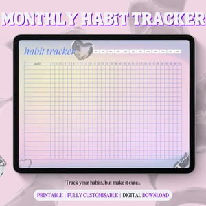 Monthly Habit Tracker Printable Digital Landscape PDF - Etsy