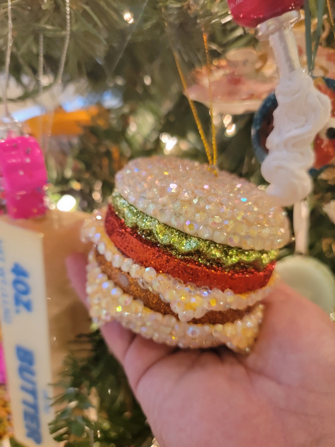 Jeweled Cheeseburger Christmas Food Ornament - Etsy