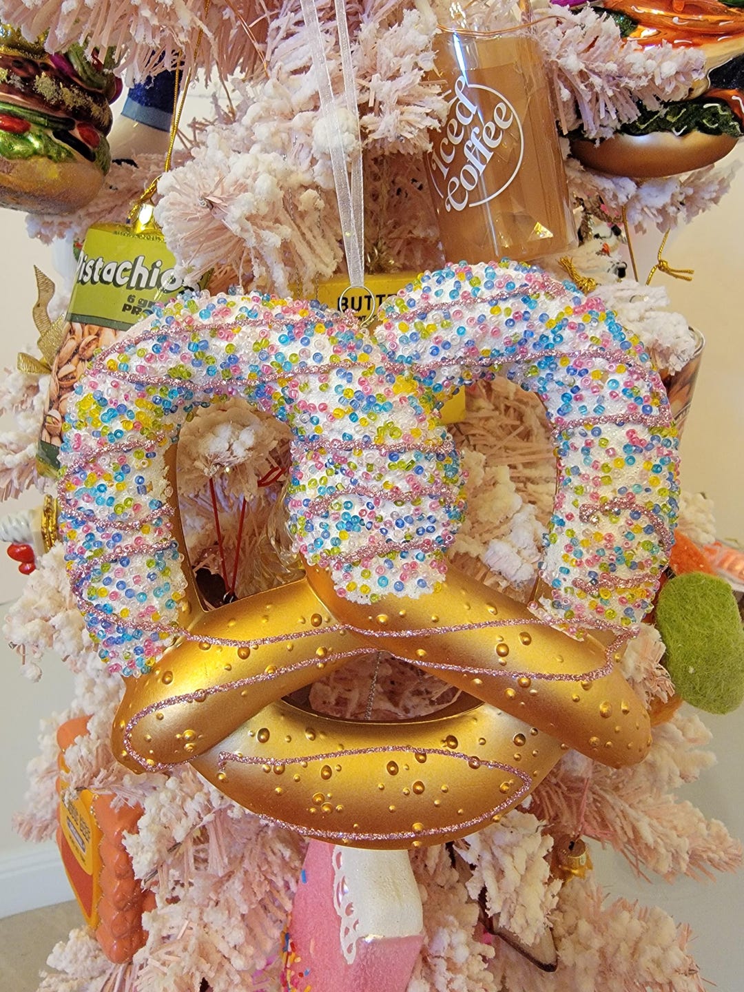 Large Frosted Sugar Coated Pretzel Christmas Food Dessert 3D Plastic ...