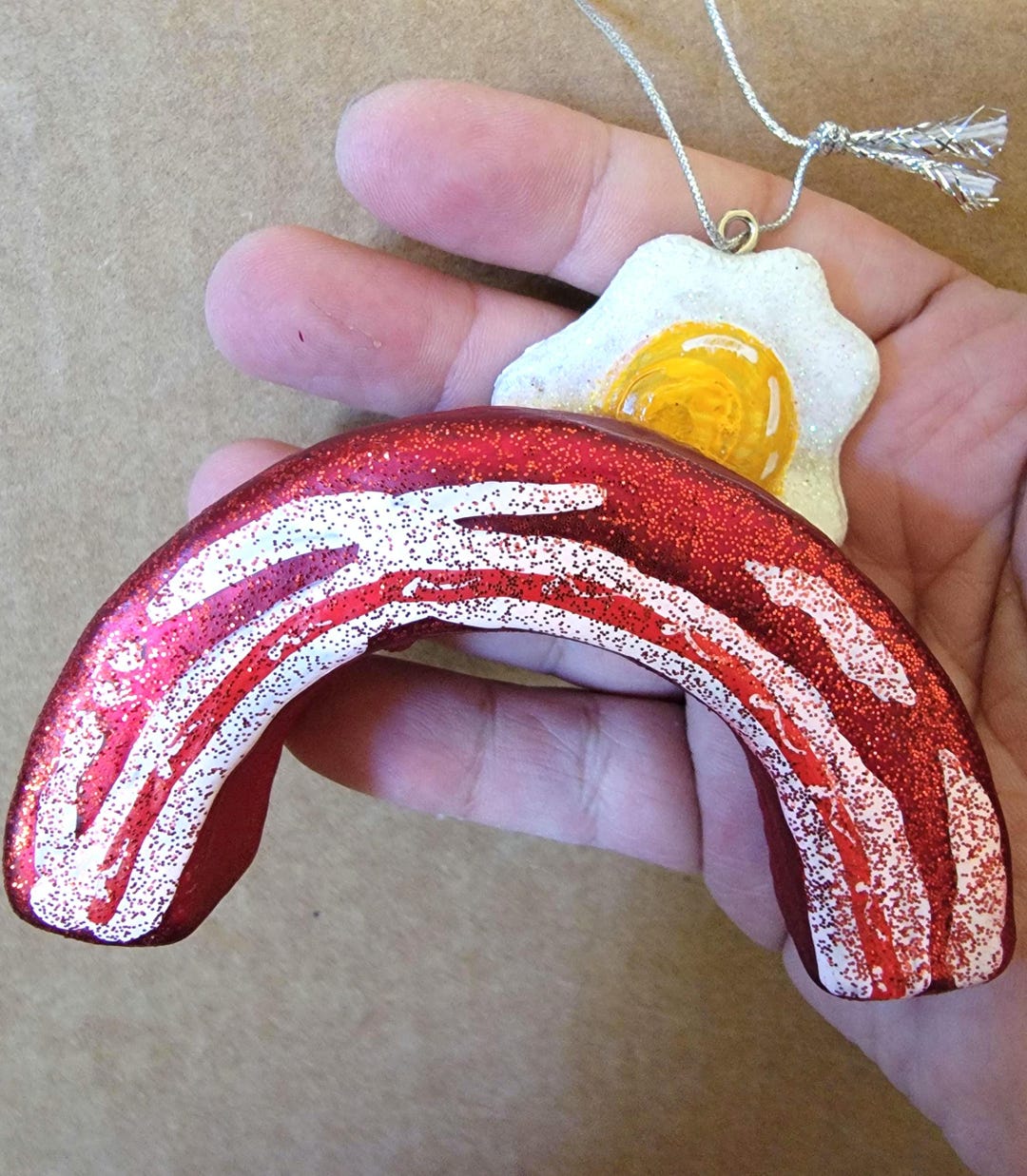 Bacon and Egg Breakfast Rainbow Christmas Food Ornament - Etsy