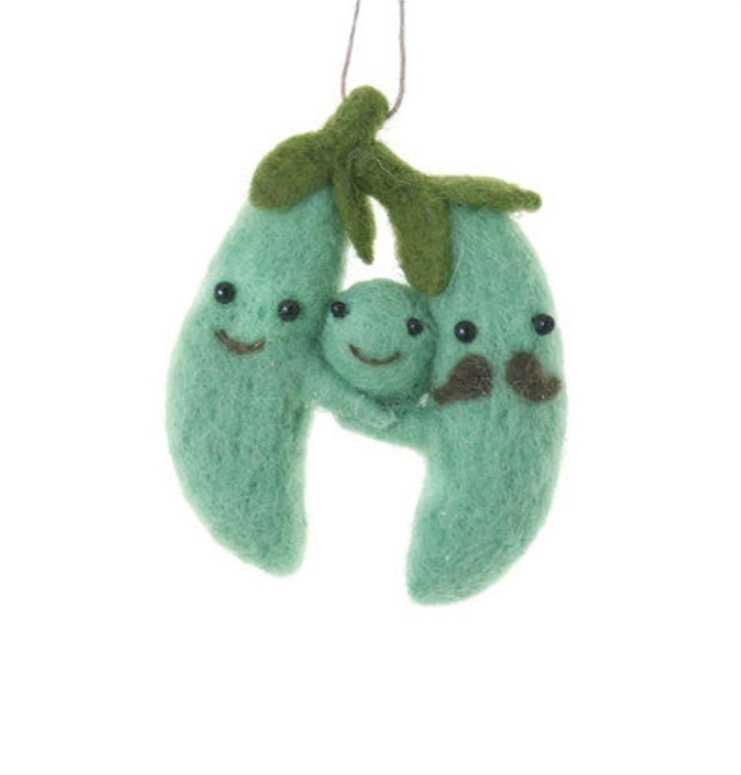 Felted Pea Pod Family Food Fruit Christmas Ornament - Etsy