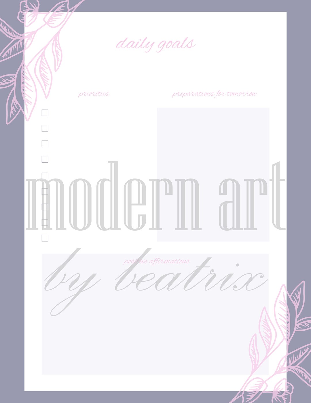 Metas diarias IMPRIMIBLE Planificador de cuidado personal Bloc - Etsy ...