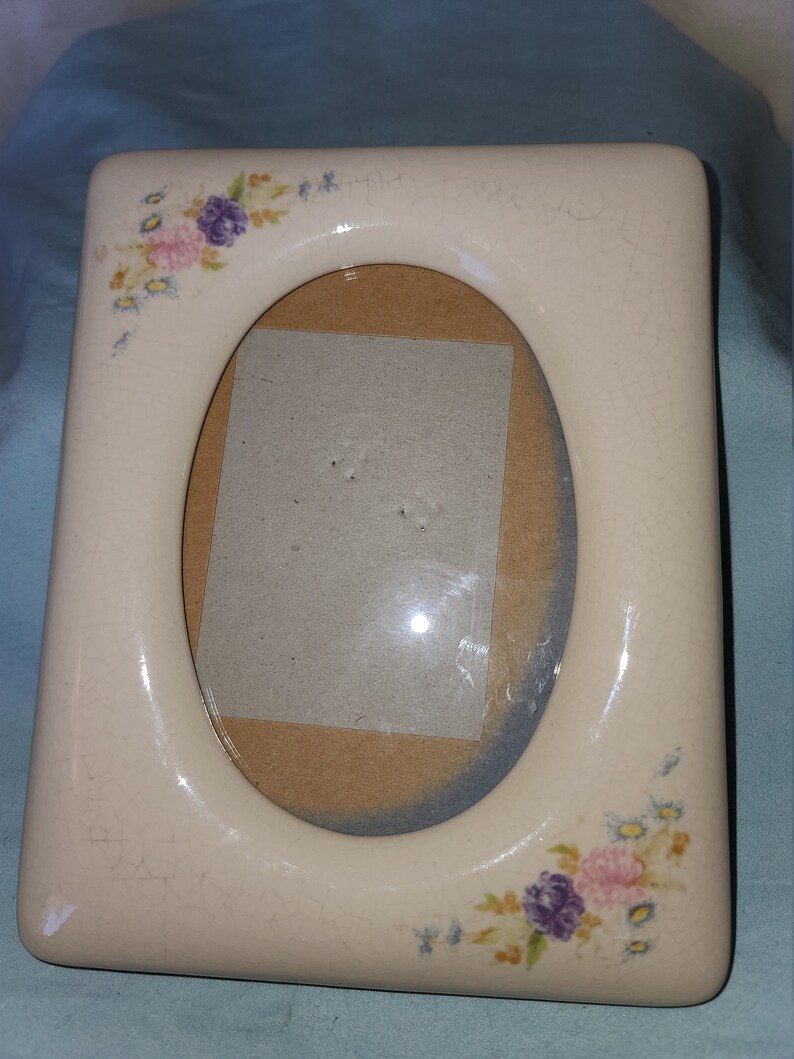 VINTAGE CERAMIC FLORAL Picture Frame Vintage Easel Photo Frame Inlaid ...