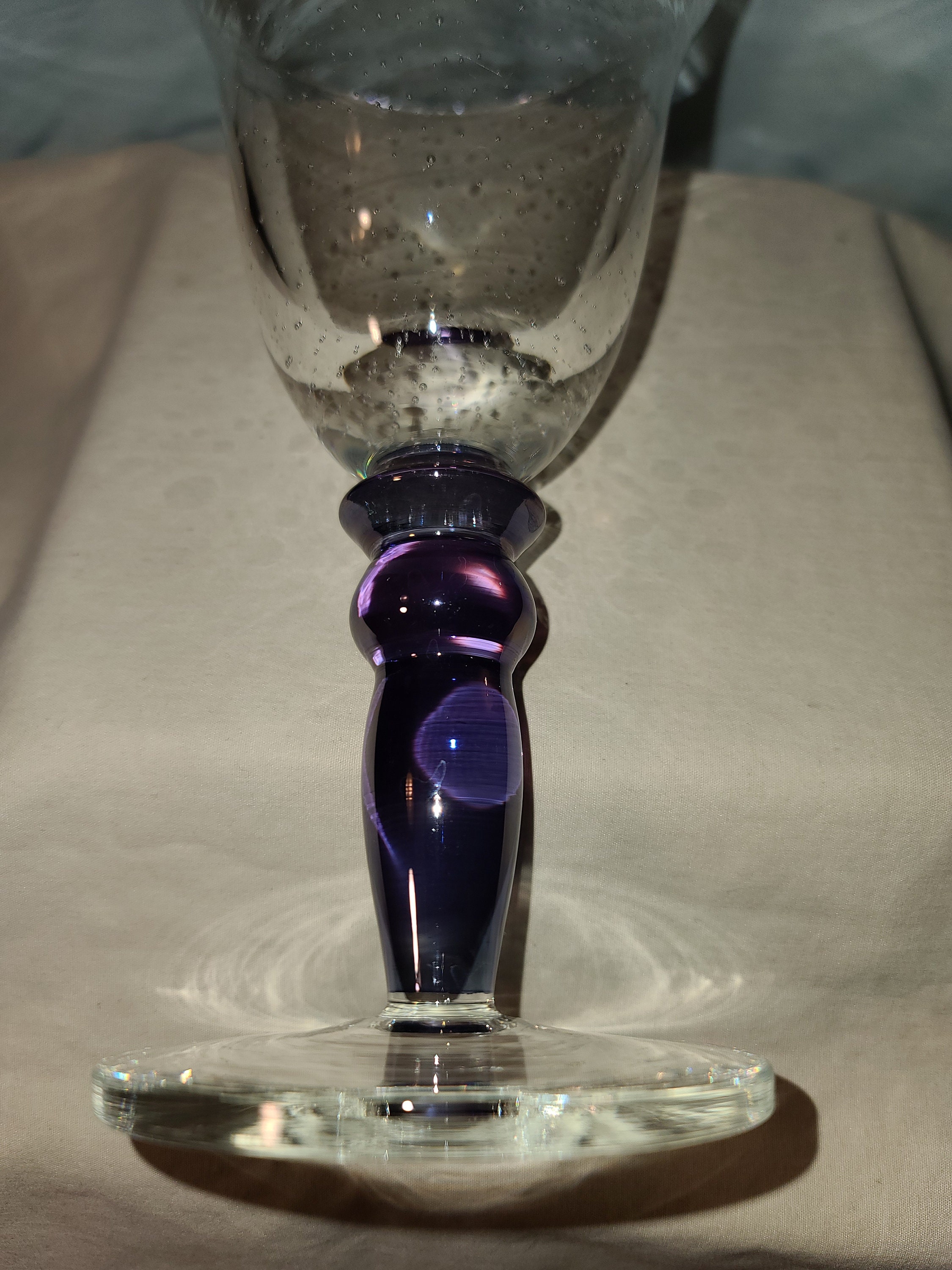 VINTAGE SET OF 2 Iridescent Purple Wine Glasses Vintage Water Goblets ...
