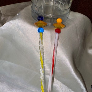 GLASS STIR STICKS Barware Colored Glass Stir Sticks Hand-blown Glass ...