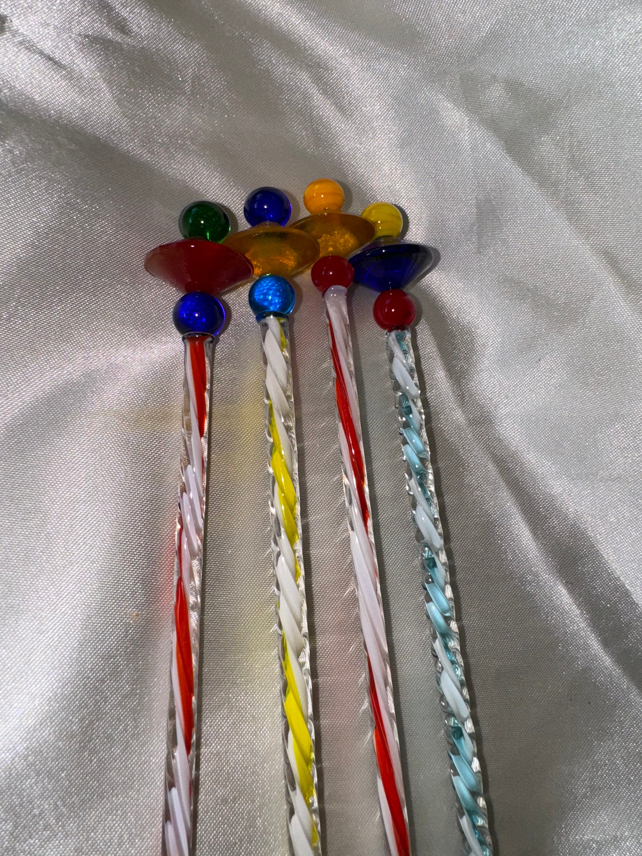 GLASS STIR STICKS Barware Colored Glass Stir Sticks Hand-blown Glass ...