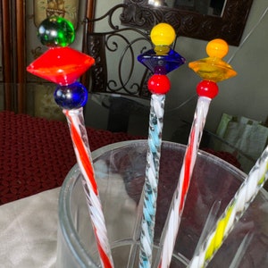 GLASS STIR STICKS Barware Colored Glass Stir Sticks Hand-blown Glass ...