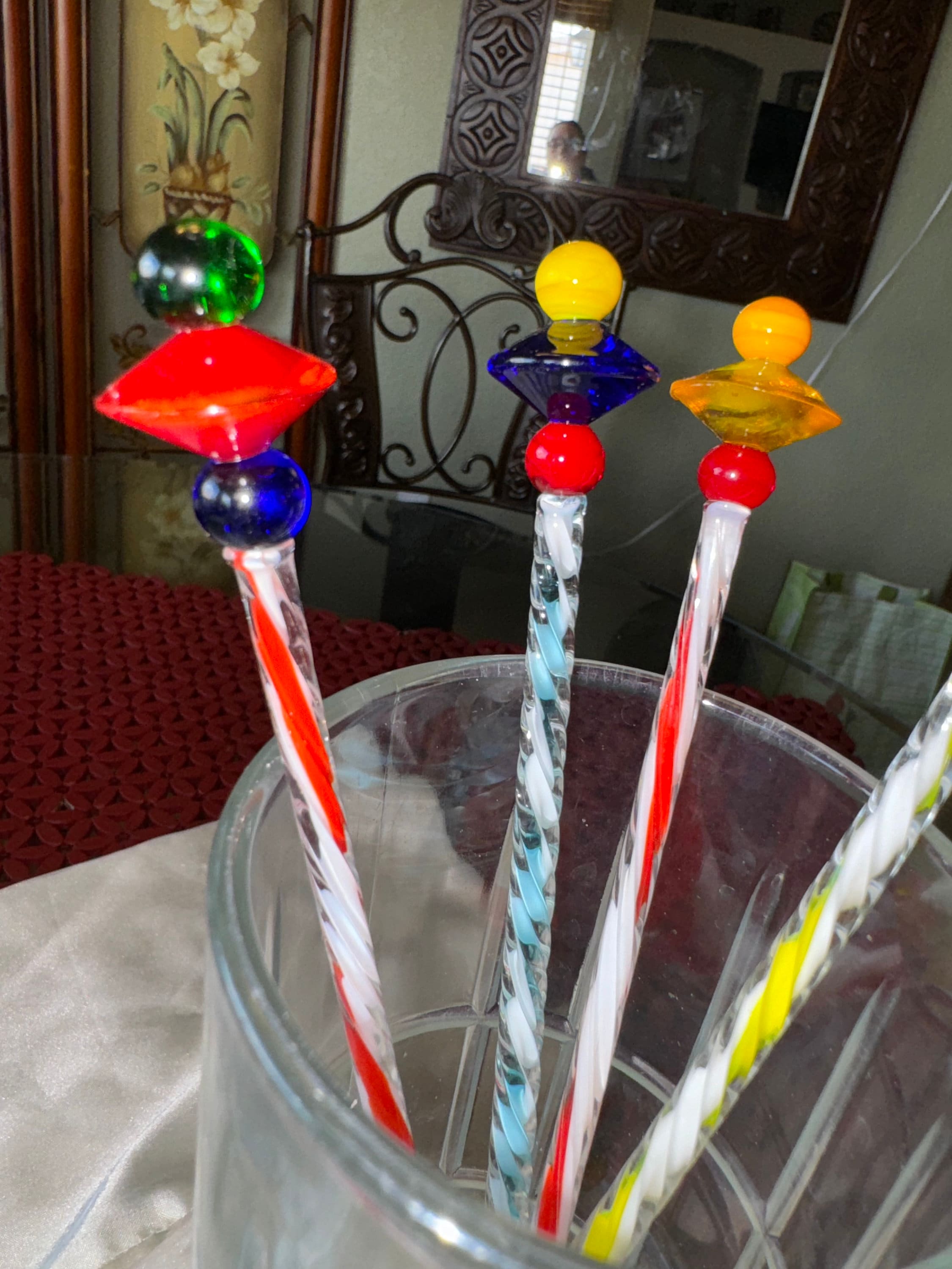 GLASS STIR STICKS Barware Colored Glass Stir Sticks Hand-blown Glass ...