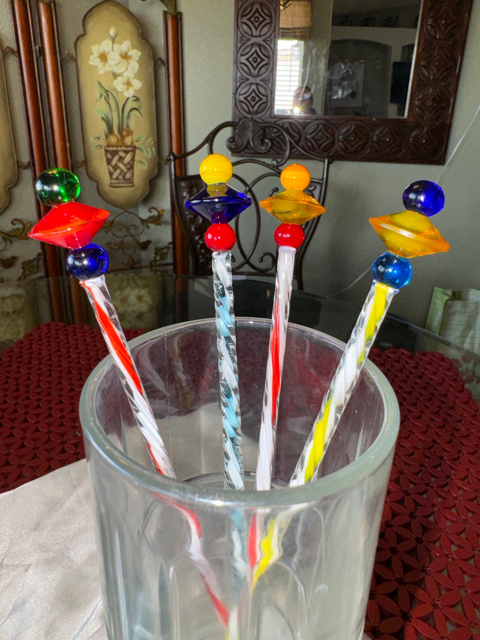 GLASS STIR STICKS Barware Colored Glass Stir Sticks Hand-blown Glass ...