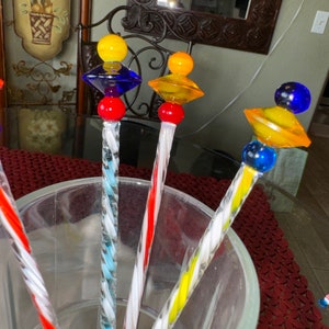 GLASS STIR STICKS Barware Colored Glass Stir Sticks Hand-blown Glass ...