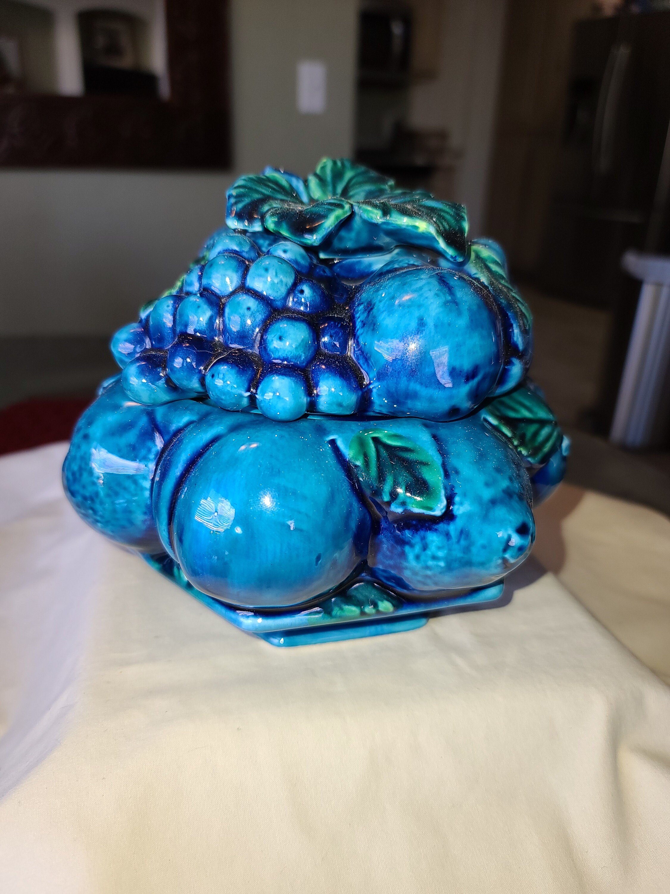 INARCO MOOD INDIGO Lidded Bowl With Fruit Vintage Vintage Serving Dish ...