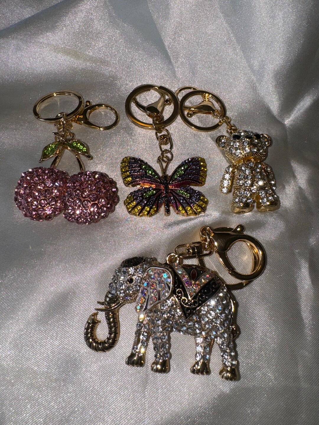 RHINESTONE KEY CHAINS Key Rings Purse Charm Bag Charm Car Accessories ...