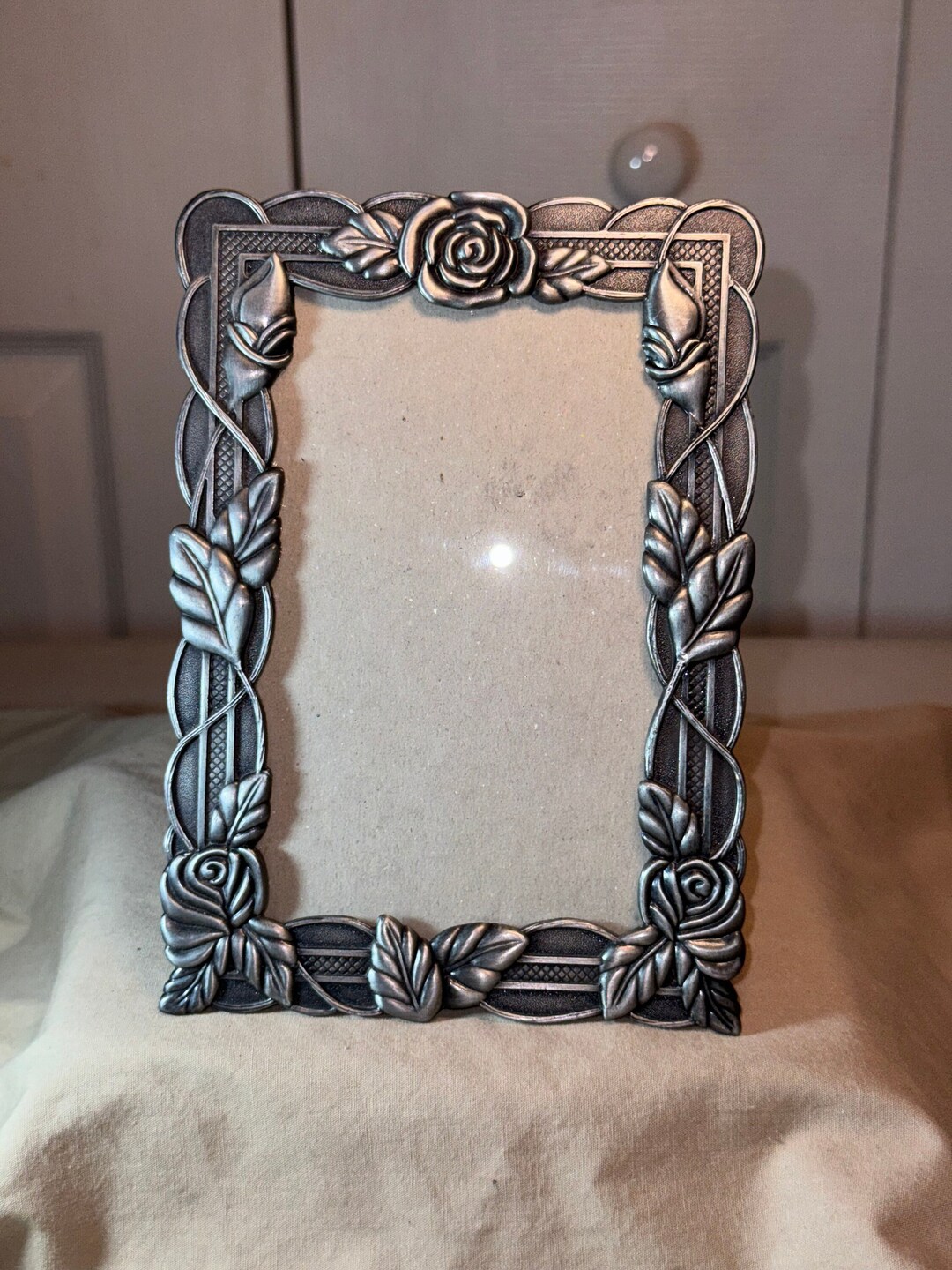 CARVED SILVER ROSE Picture Frame Easel Frame Vintage Picture Frame Home ...