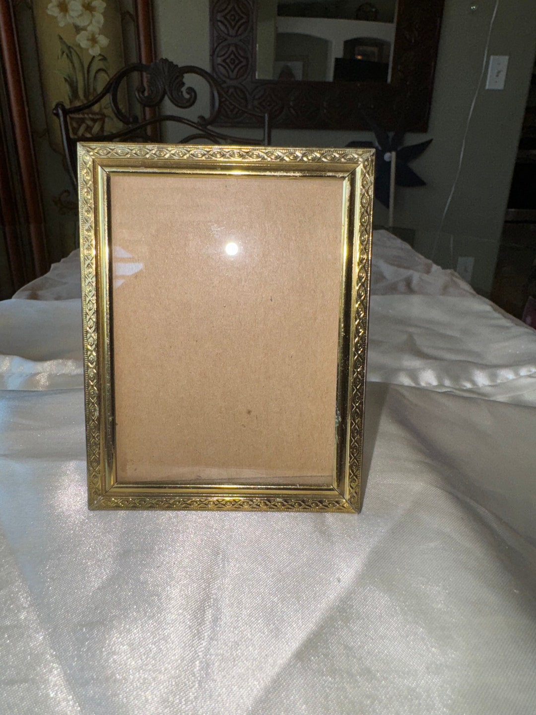 CARVED BRASS PICTURE Frame Easel Frame Vintage Brass Frame Small Photo ...