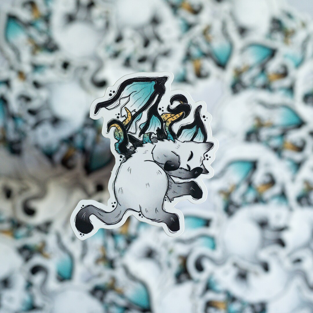 Sticker Spooky Cute Cursed Cthulhu Kitty Soft Touch Matte - Etsy