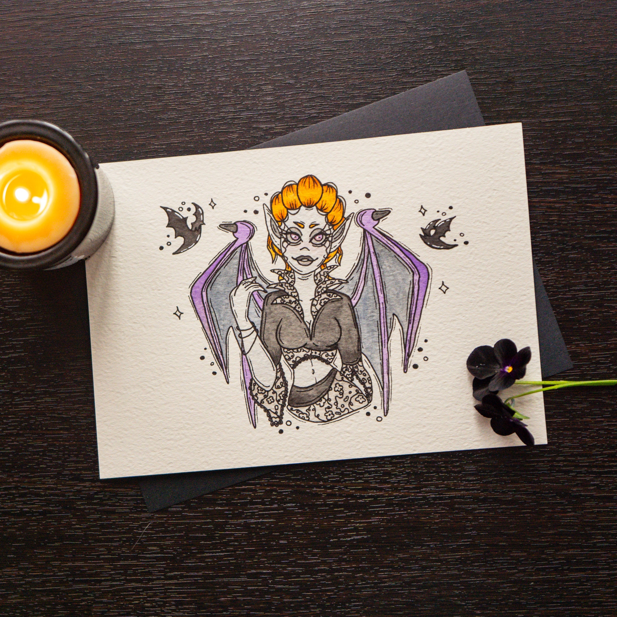 A5 Watercolour Artwork Original Painting Human Vampire Bat Art ...