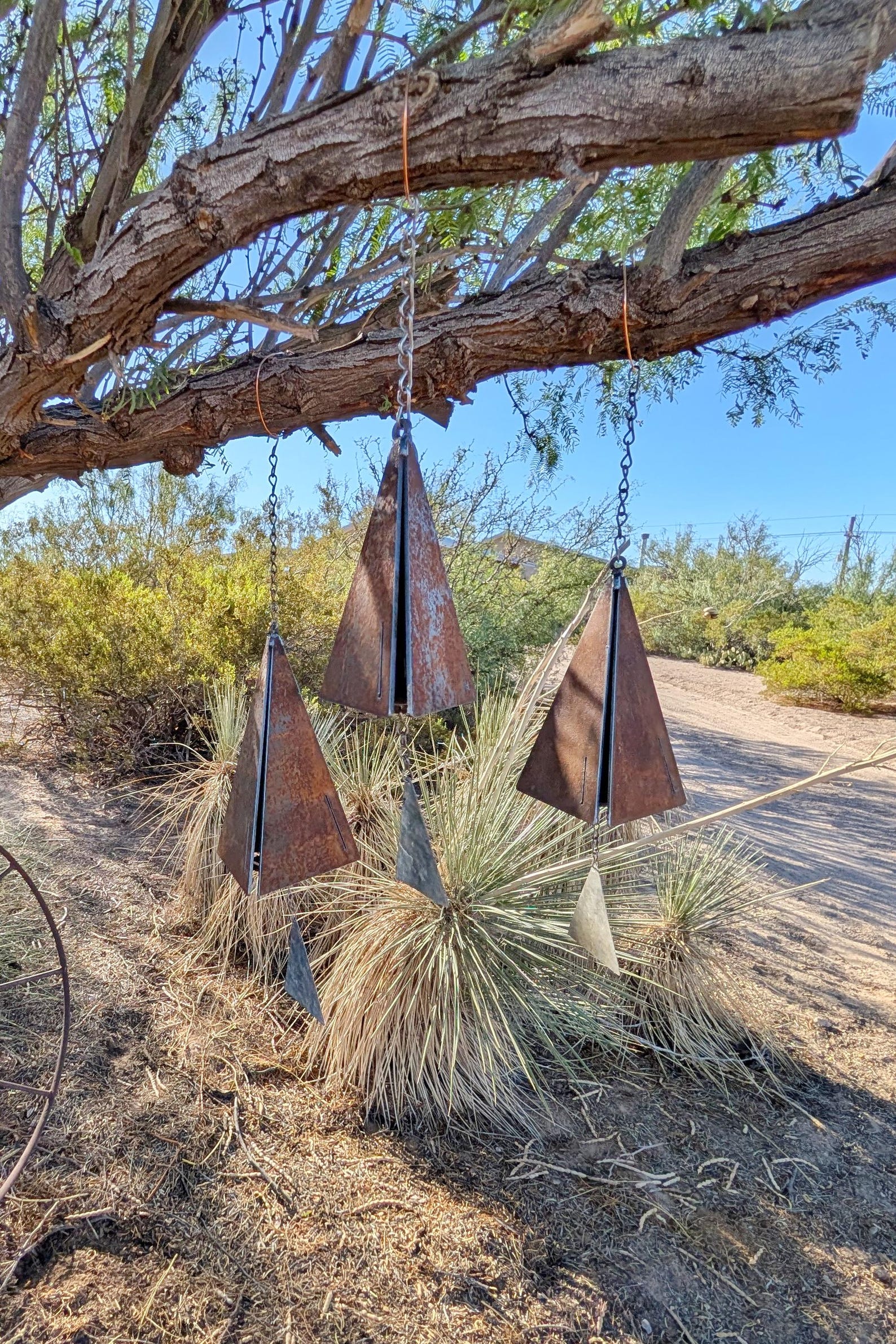 Rustic Steel Pyramid Wind Chimes - Set of 3 - Etsy