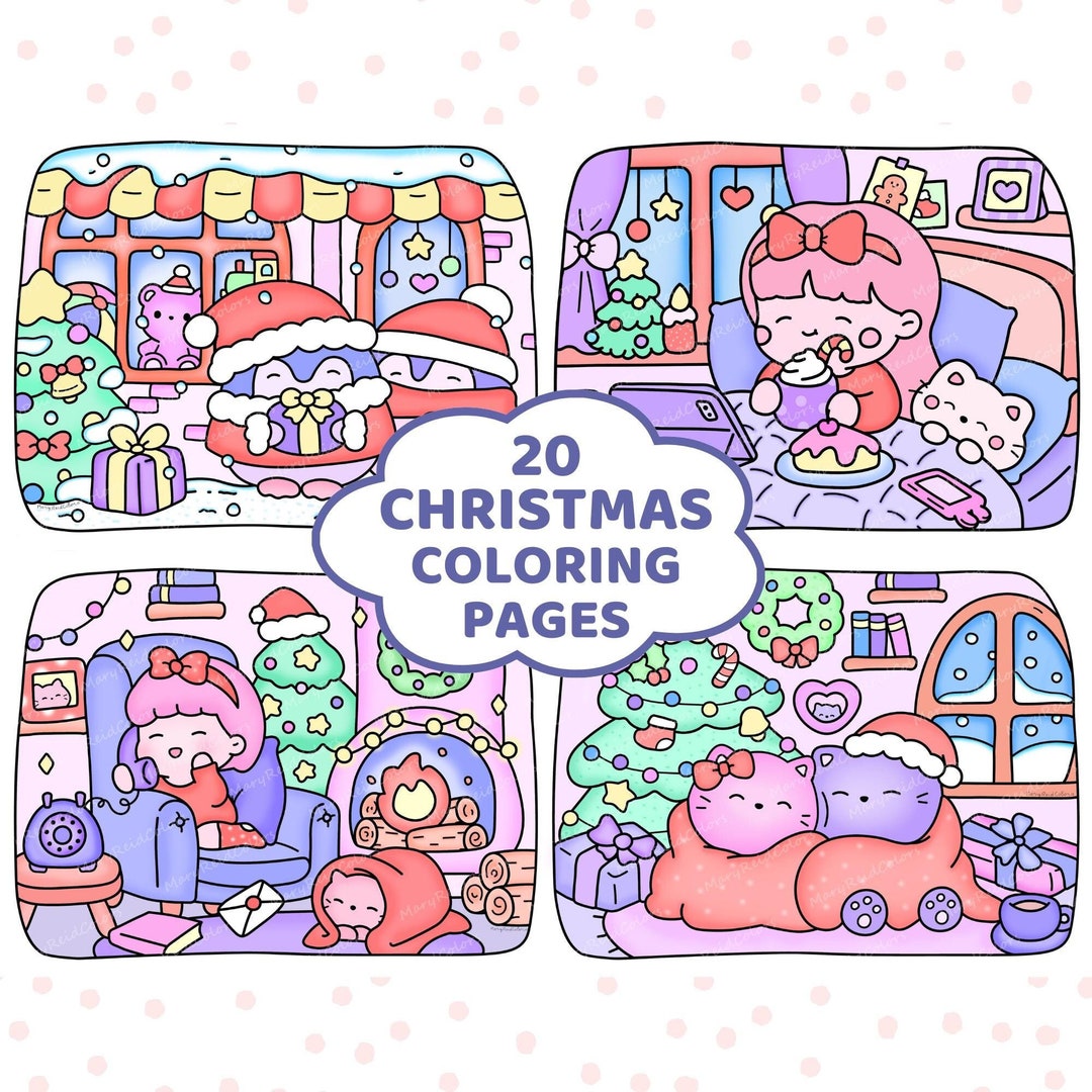 Cozy Christmas Coloring Pages, Digital Christmas Coloring Books, Cozy ...