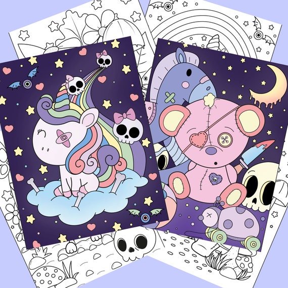 Creepy Kawaii Coloring Pages Creepy Cute Coloring Pages Cute - Etsy