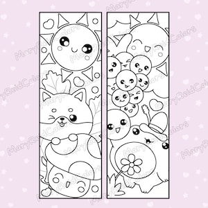 Kawaii Animal Coloring Bookmarks: Homeschool Printable Pages (PDF) - Etsy