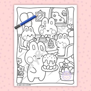 Kawaii Coloring Pages for Adults, Cozy Coloring Pages, Kawaii Easter ...