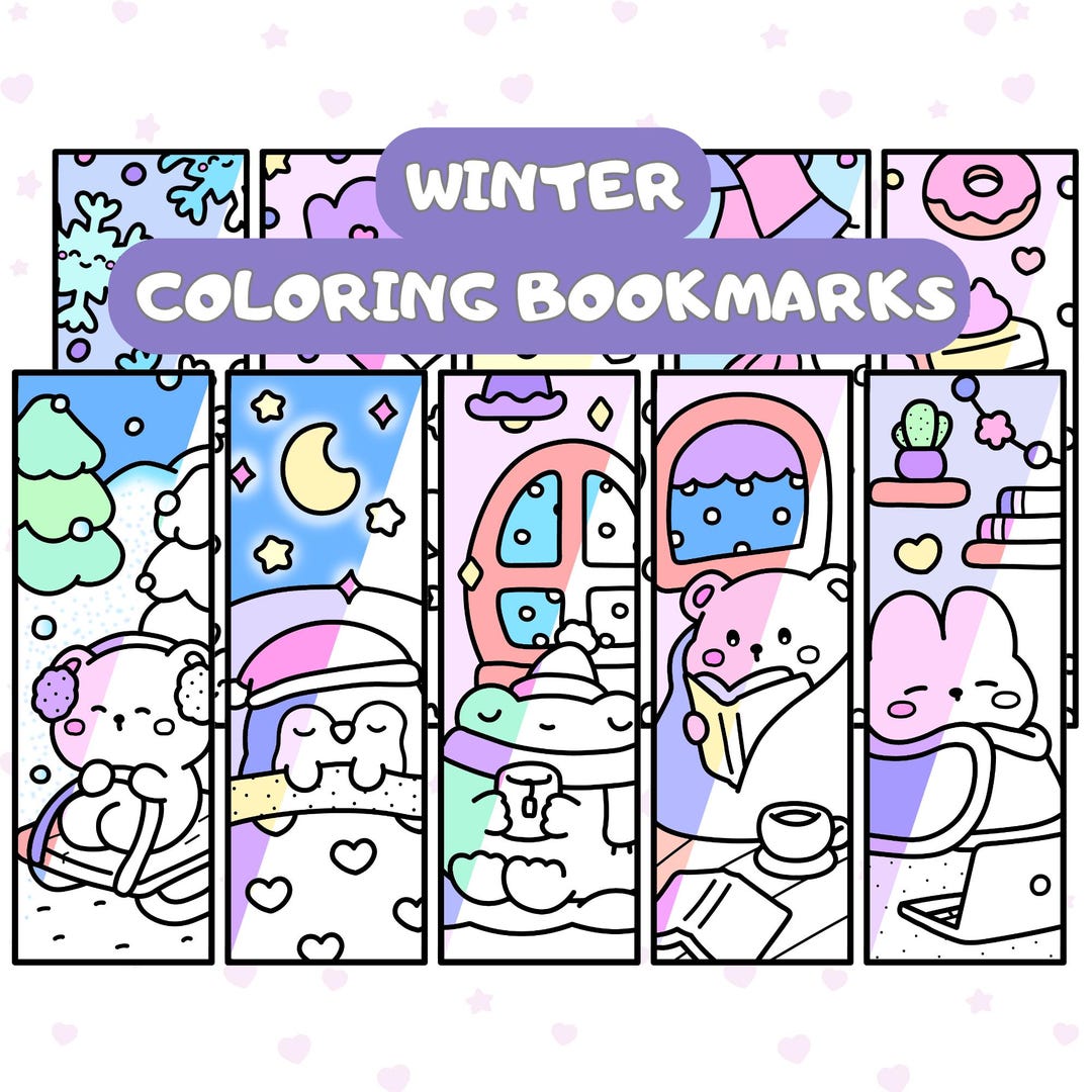 Winter Coloring Bookmarks, Bookmarks to Color, Printable Coloring ...