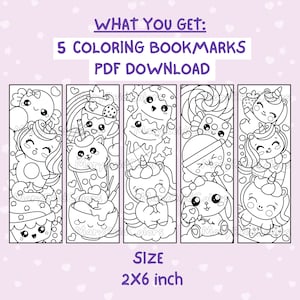 Kawaii Coloring Bookmarks, Bookmarks to Color, Printable Coloring ...