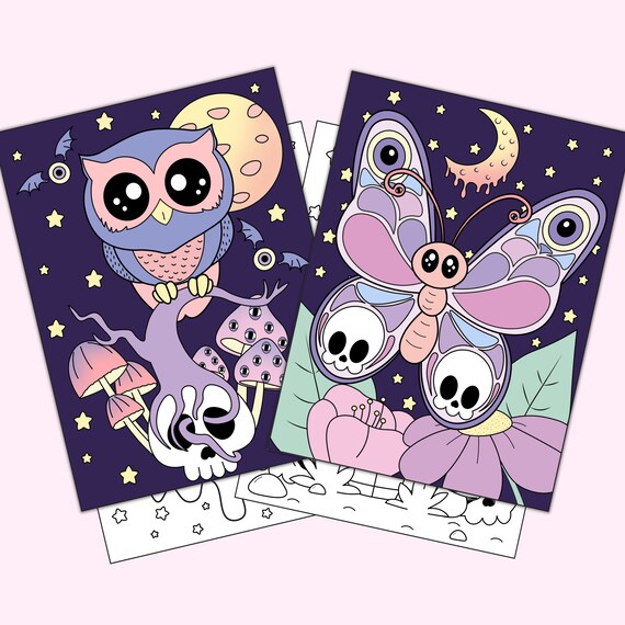 Creepy Kawaii Coloring Pages Creepy Cute Coloring Pages - Etsy