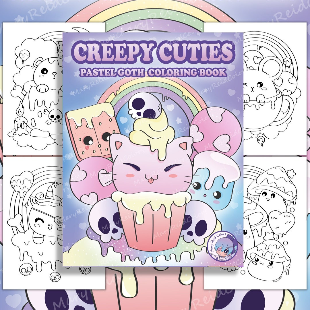 Creepy Kawaii Coloring Book, Pastel Goth Coloring Book, Kawaii Coloring ...