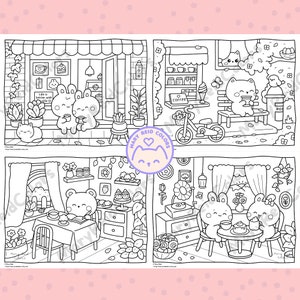 Kawaii Coloring Book Bundle, Cozy Cafe Printable Pages (PDF Download ...