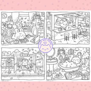 Kawaii Coloring Book Bundle, Cozy Cafe Printable Pages (PDF Download ...