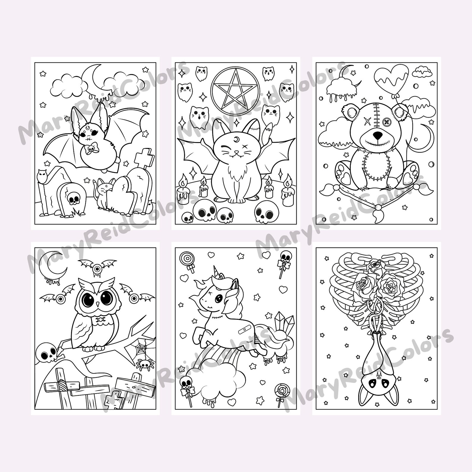Creepy Kawaii Coloring Books Pastel Goth Coloring Books - Etsy