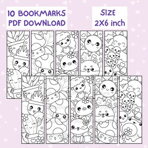 Kawaii Animal Coloring Bookmarks: Homeschool Printable Pages (PDF) - Etsy