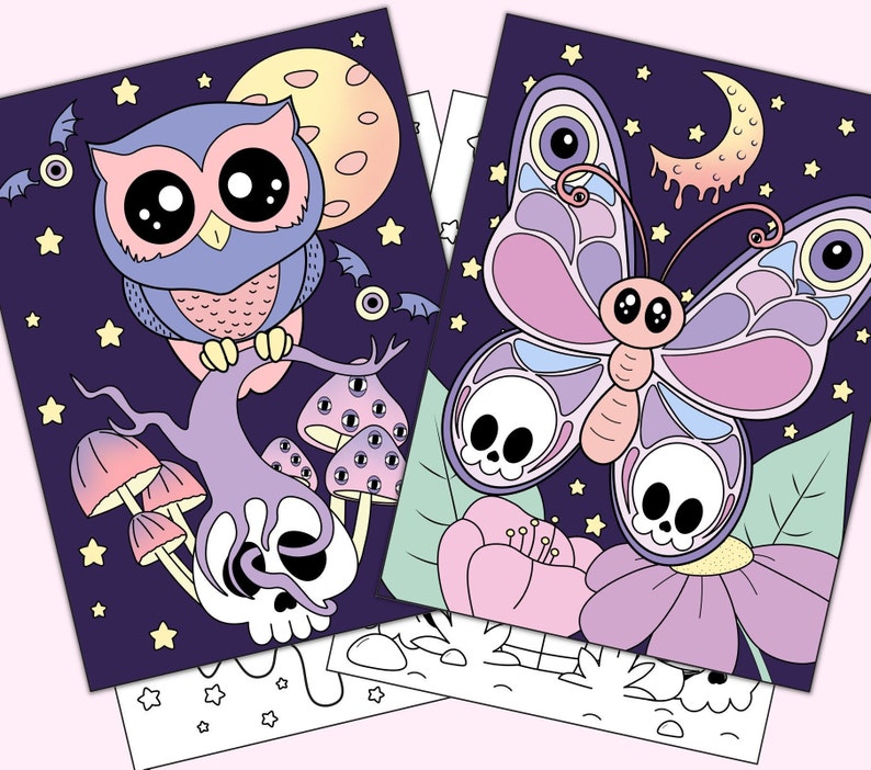 Creepy Kawaii Coloring Pages Creepy Cute Coloring Pages - Etsy