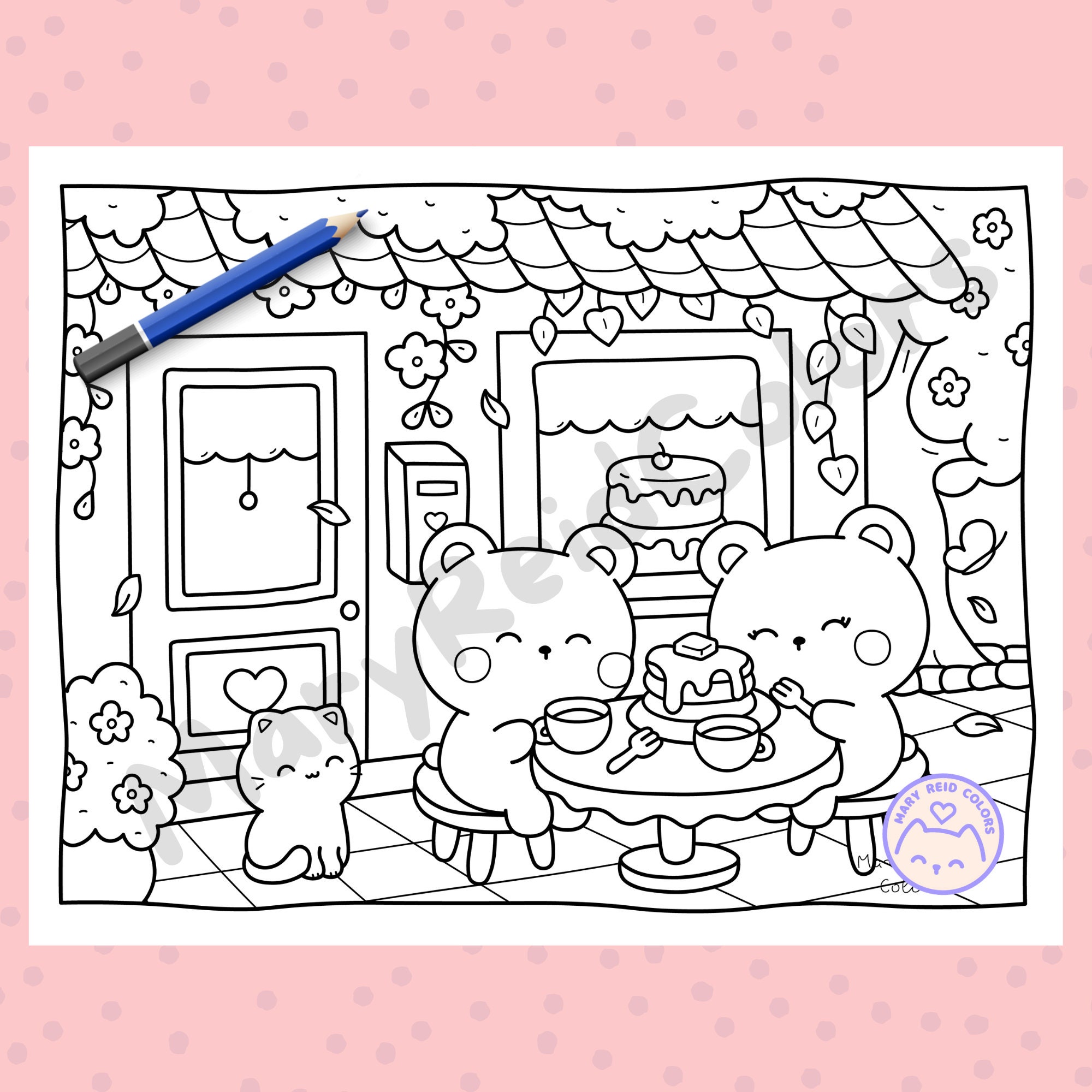 Cozy Cafe Coloring Book, Kawaii Printable Pages (PDF) - Etsy