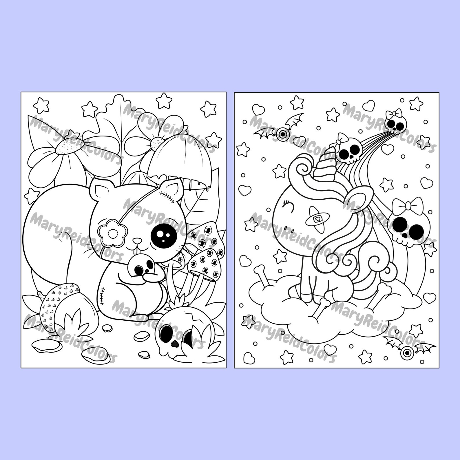 Creepy Kawaii Coloring Pages Creepy Cute Coloring Pages Cute - Etsy