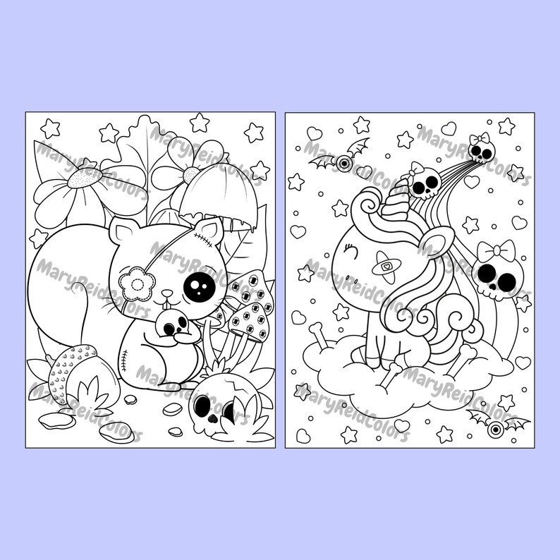 Creepy Kawaii Coloring Pages Creepy Cute Coloring Pages Cute - Etsy