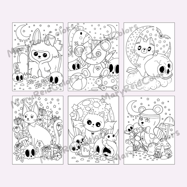 Creepy Kawaii Coloring Books Pastel Goth Coloring Books - Etsy