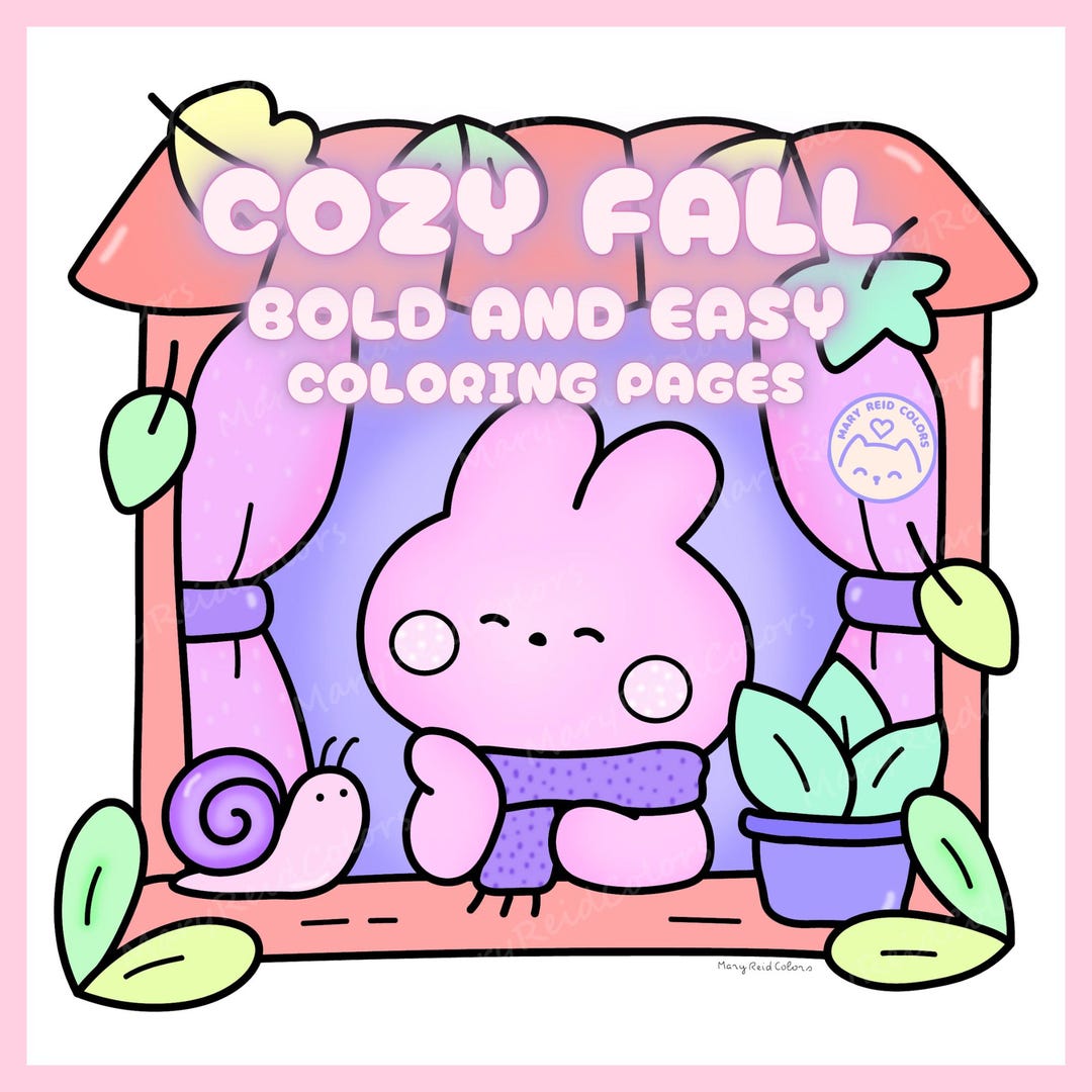Cute Fall Coloring Pages, Bold and Easy Coloring Book, Cozy Autumn ...