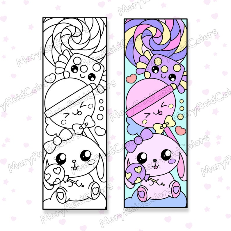 Kawaii Coloring Bookmarks: Printable Activity Sheet (PDF Download) - Etsy