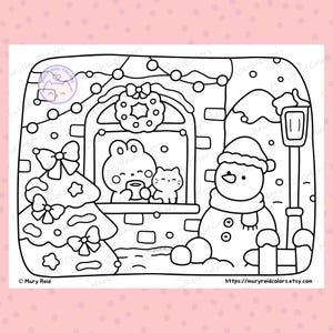 Cozy Christmas Coloring Pages, Cute Christmas Coloring Book, Christmas ...