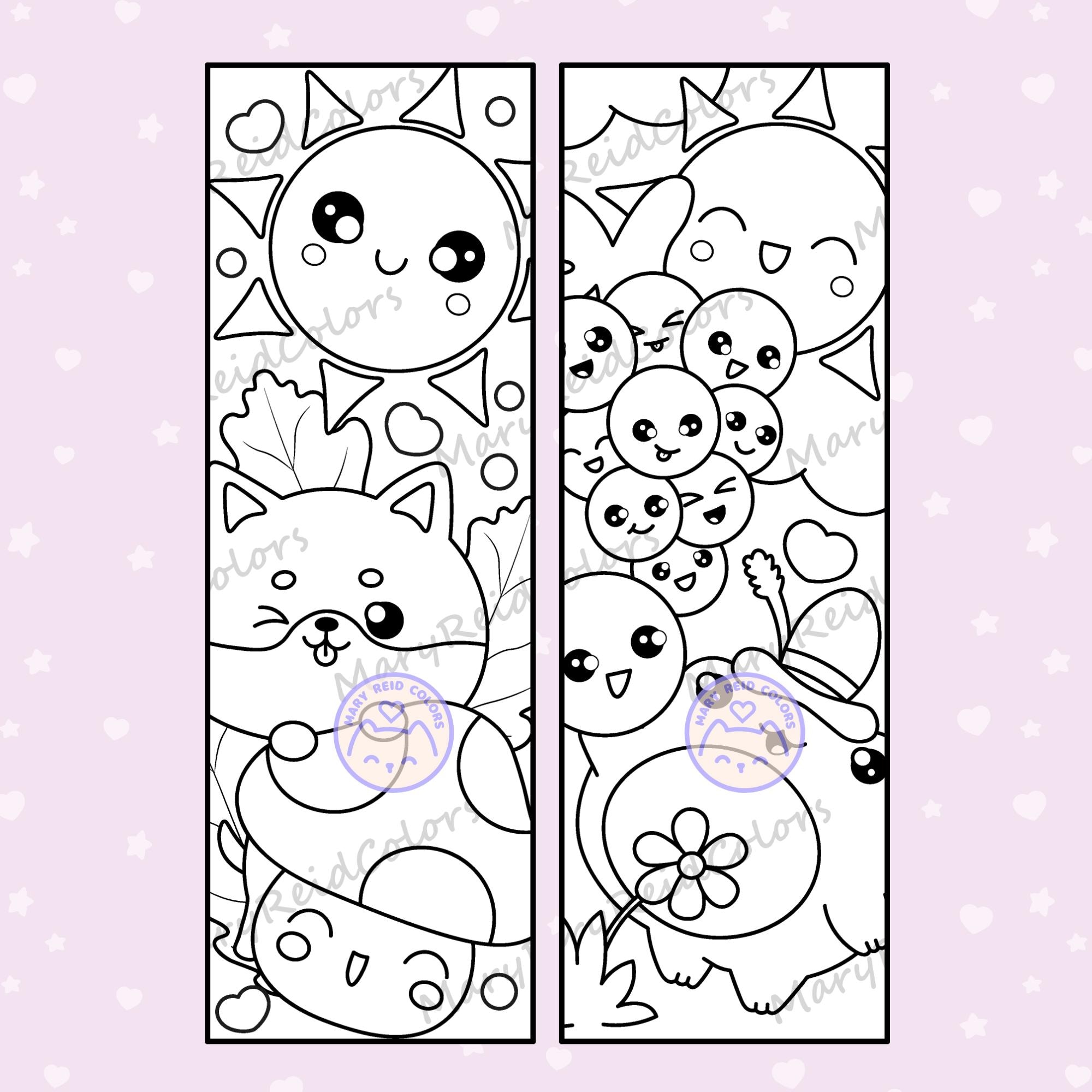 Kawaii Animal Coloring Bookmarks, Homeschool Printable Pages (PDF ...