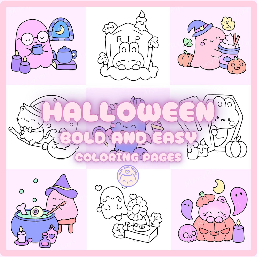 Bold and Easy Coloring Pages, Cute Halloween Coloring Book, Easy ...